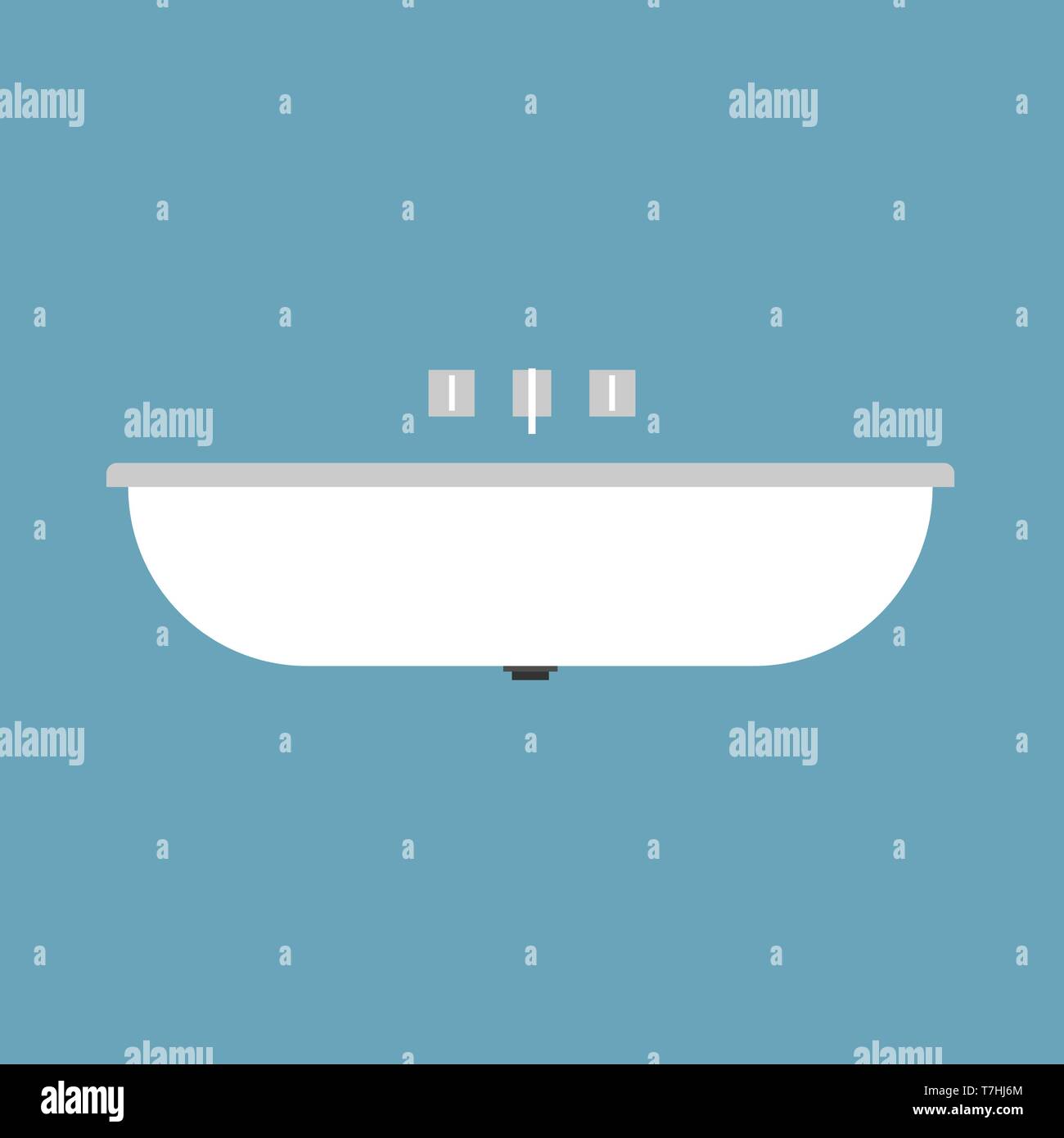 Sink front view equipment symbol domestic vector icon white ...