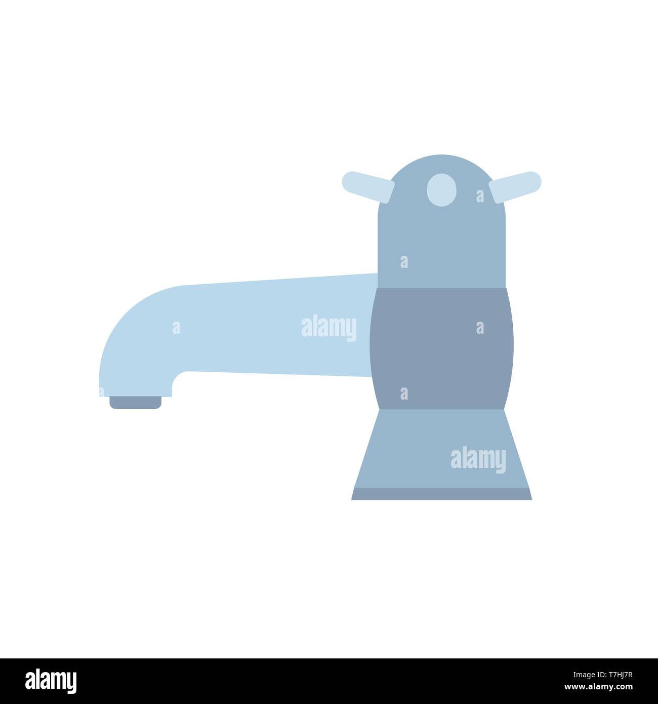 Faucet side view symbol equipment water tap vector icon. Household blue ...