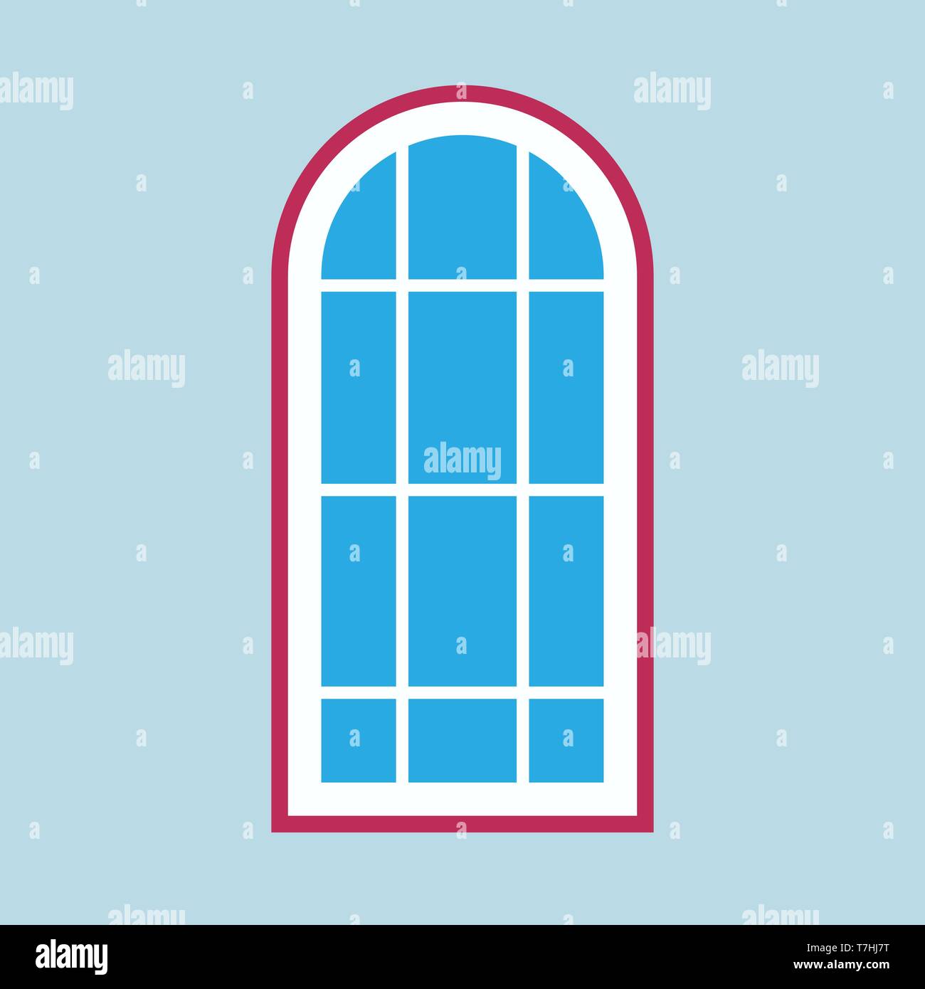 Window glass front view architecture vector concept. Interior cartoon ...
