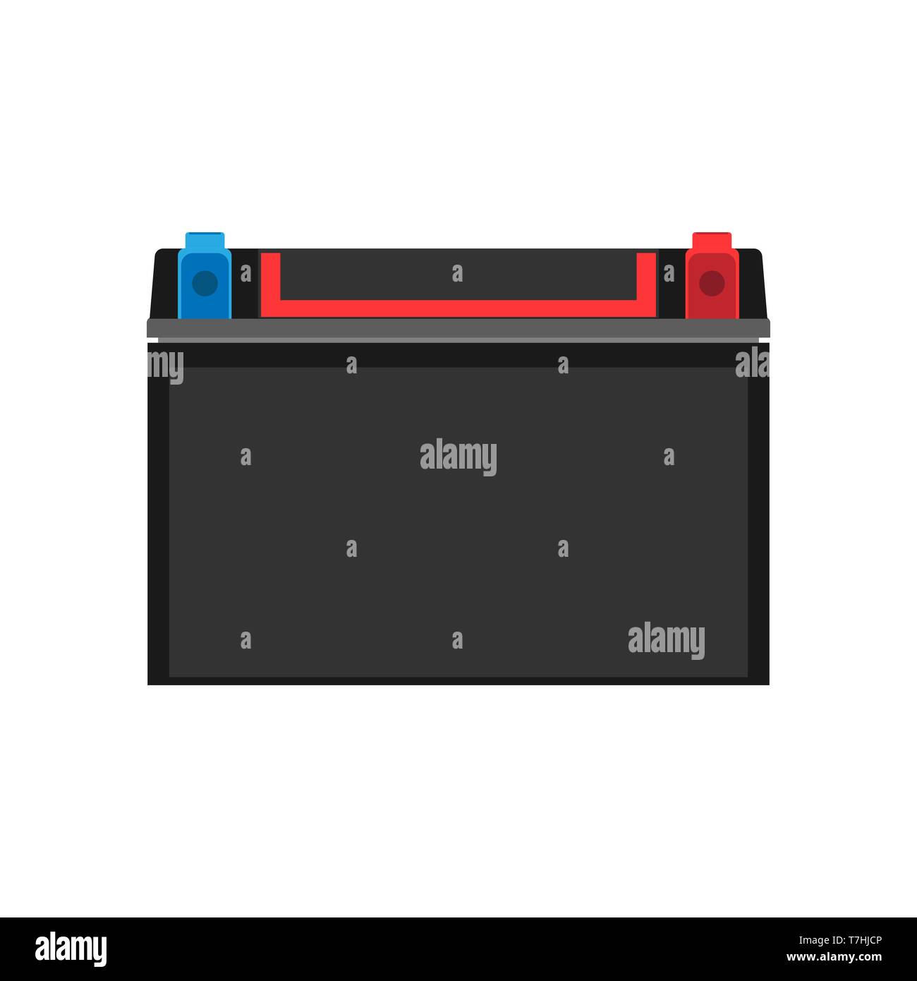 Car auto battery front view vector icon. Equipment transportation black ...