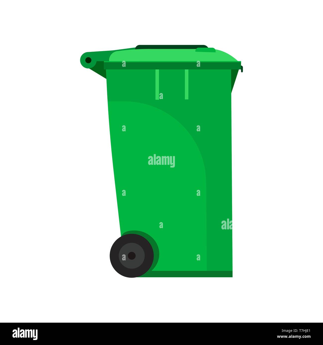 Street bin green vector side view icon. Disposal ecology junk refuse ...