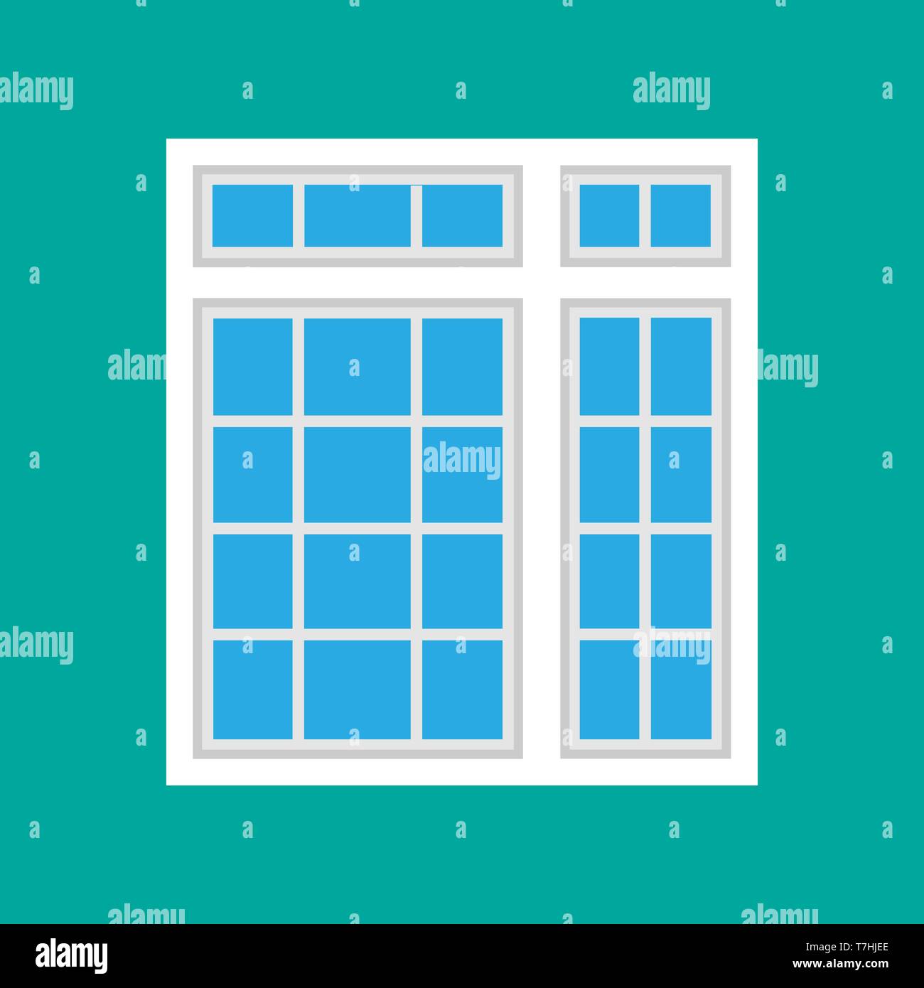 Window glass front view architecture vector concept. Interior cartoon ...