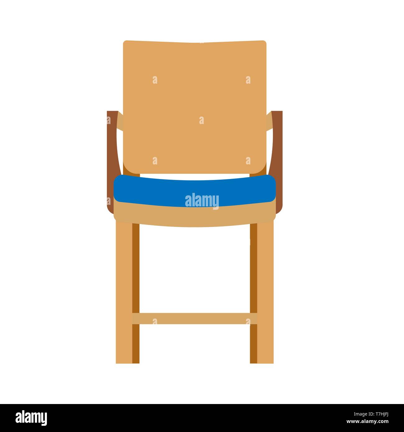 Chair front view illustration furniture vector isolated icon. Interior ...