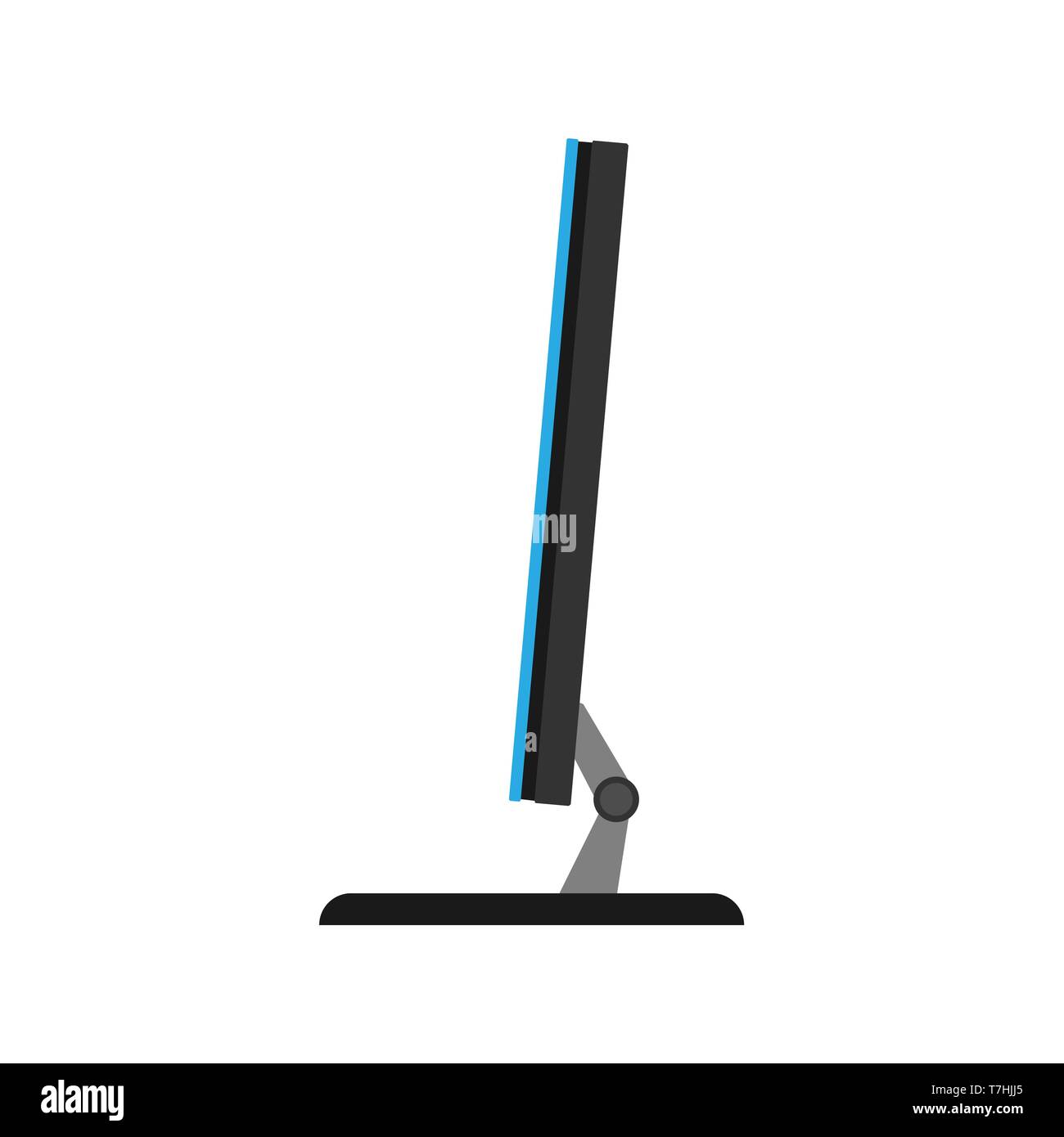 Monitor side view screen computer equipment vector icon. Electronic ...