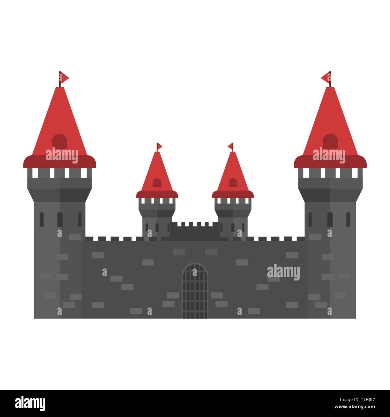 Castle stone history vector icon. Outdoor town medieval fantasy ...