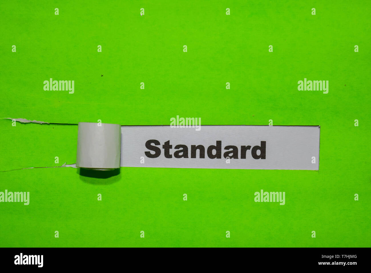 Standard, Inspiration and business concept on green torn paper Stock ...