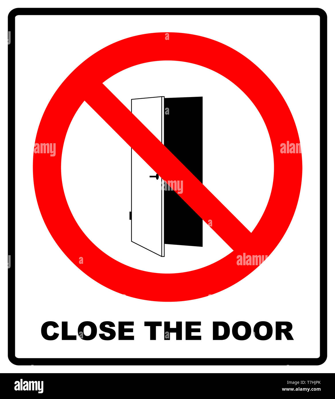 Close the door sign. Keep this door closed icon. illustration isolated ...