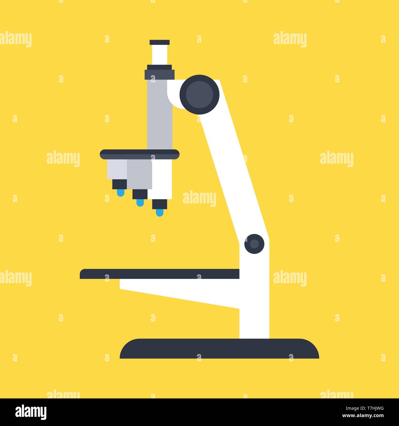 Laboratory microscope vector icon side view. Science isolated biology ...