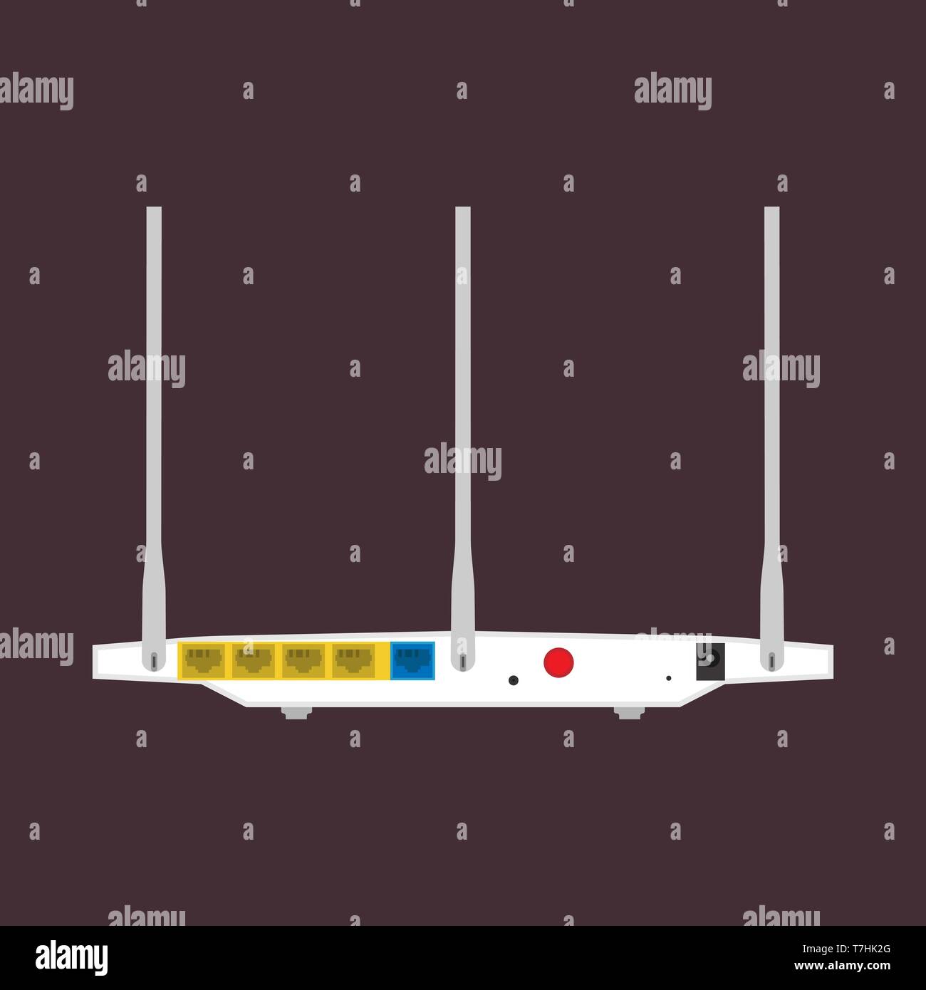 Router back view vector icon isolated network. Computer internet ...