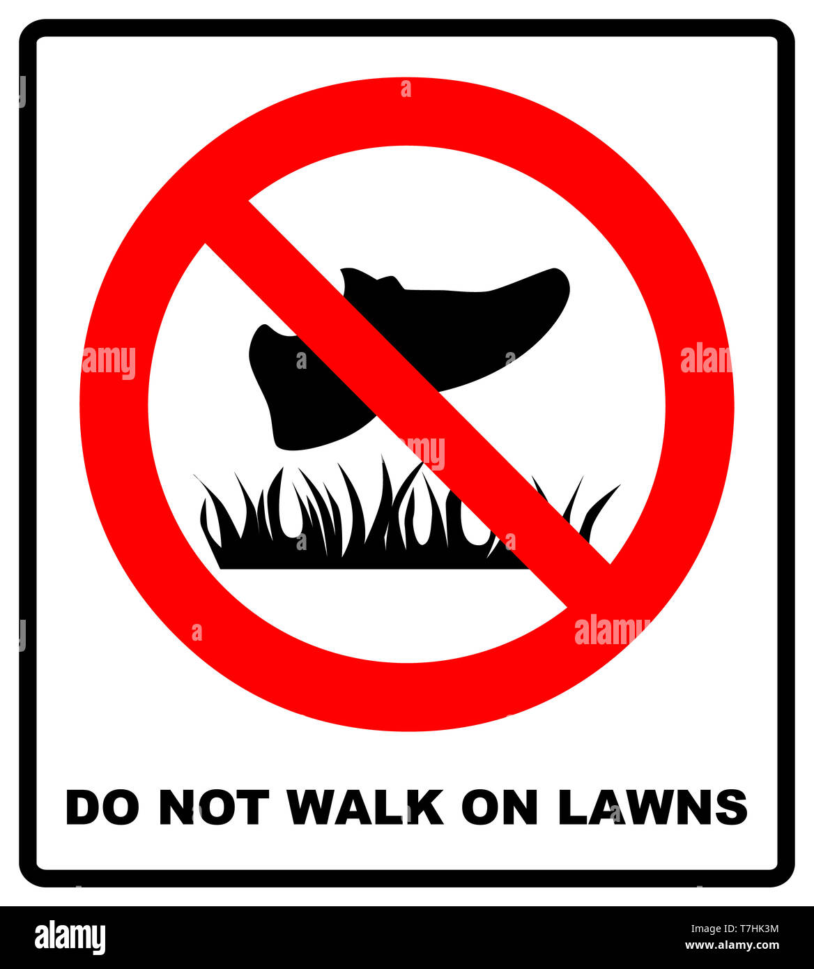 Do not step on grass sign, do not walk on lawns. illustration isolated ...