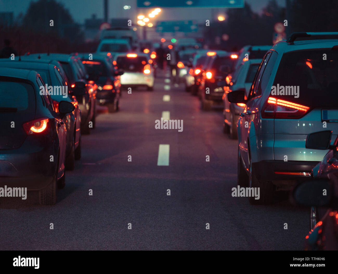 Traffic jam at night hi-res stock photography and images - Alamy