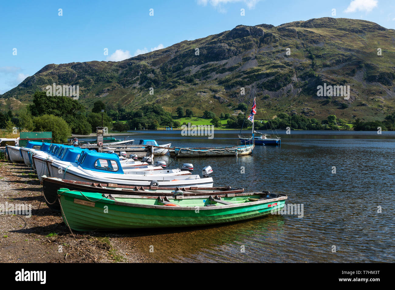 Boats for hire at St Patrick's Boat Landing on Ullswater in the Lake ...