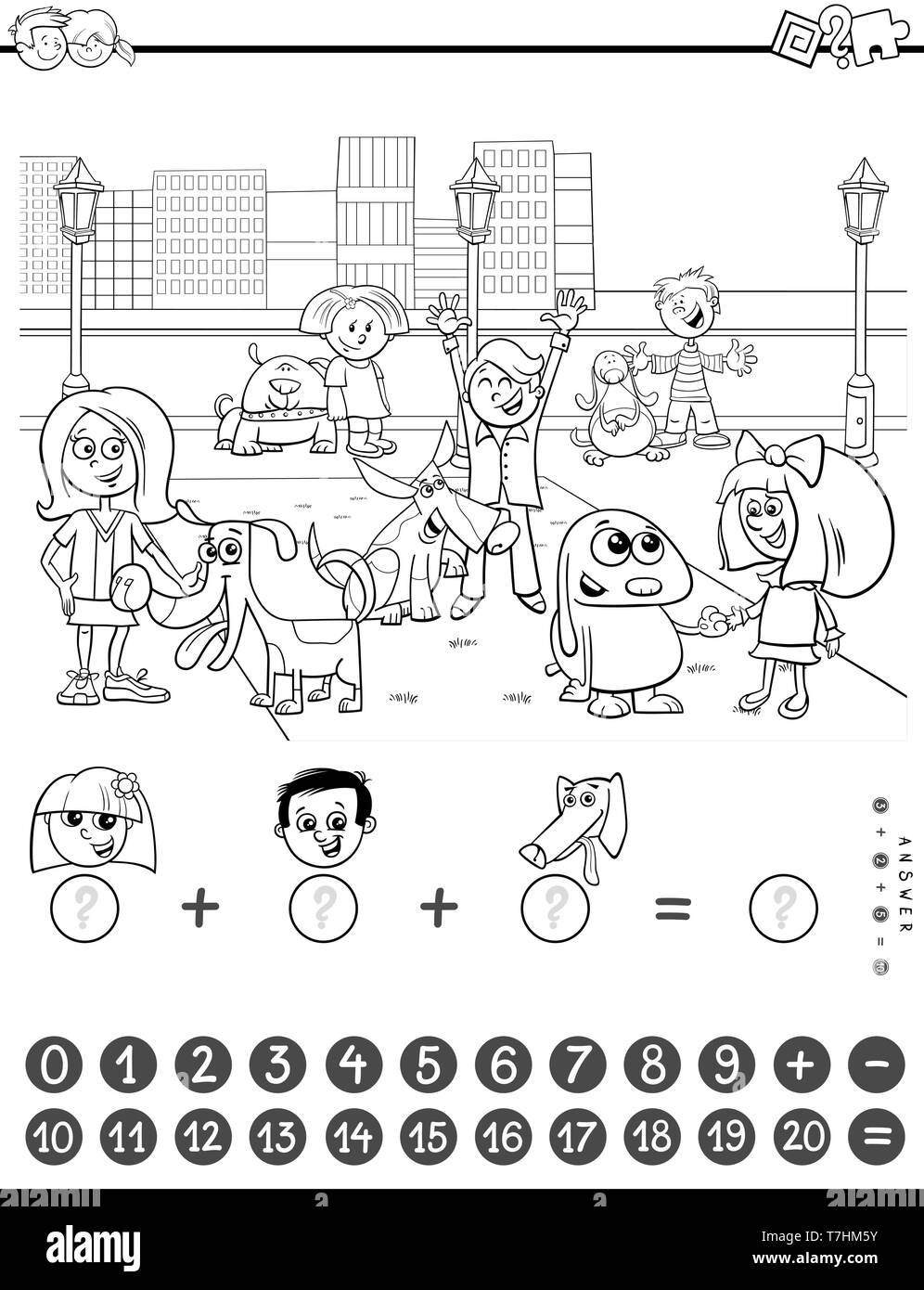 Black and White Cartoon Illustration of Educational Mathematical ...