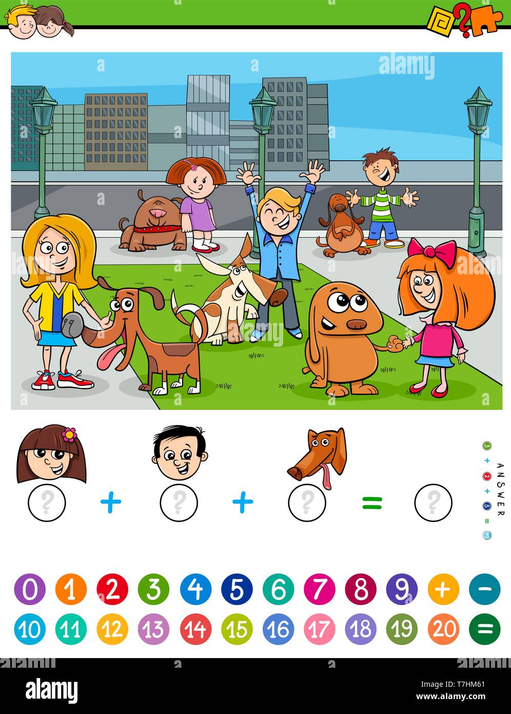 Cartoon Illustration of Educational Mathematical Counting and Addition ...