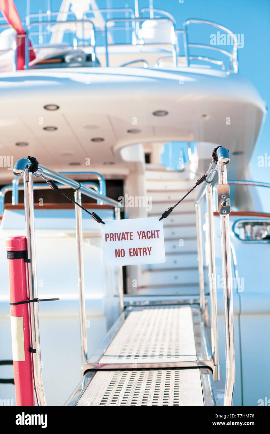 Bridge of private luxury ship with prohibited entry sign Private yacht ...