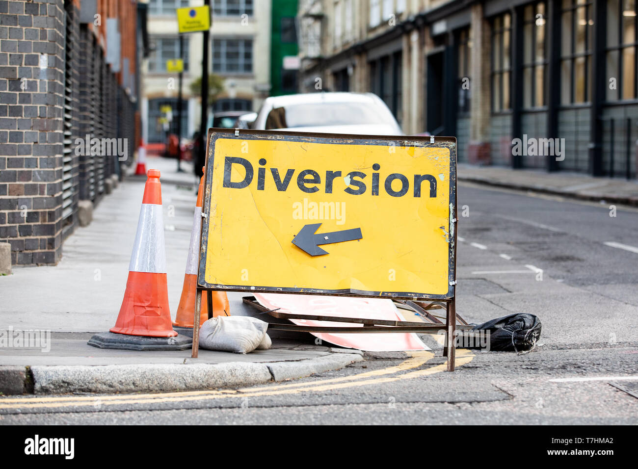 Diversion And Road Sign High Resolution Stock Photography and Images ...