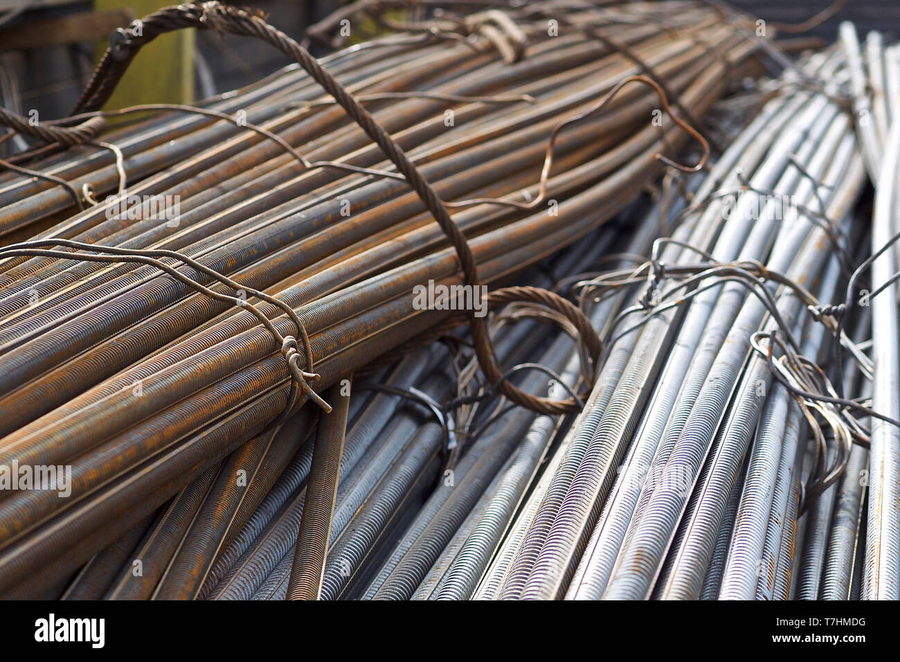Reinforcing bars with a periodic profile in the packs are stored in the ...