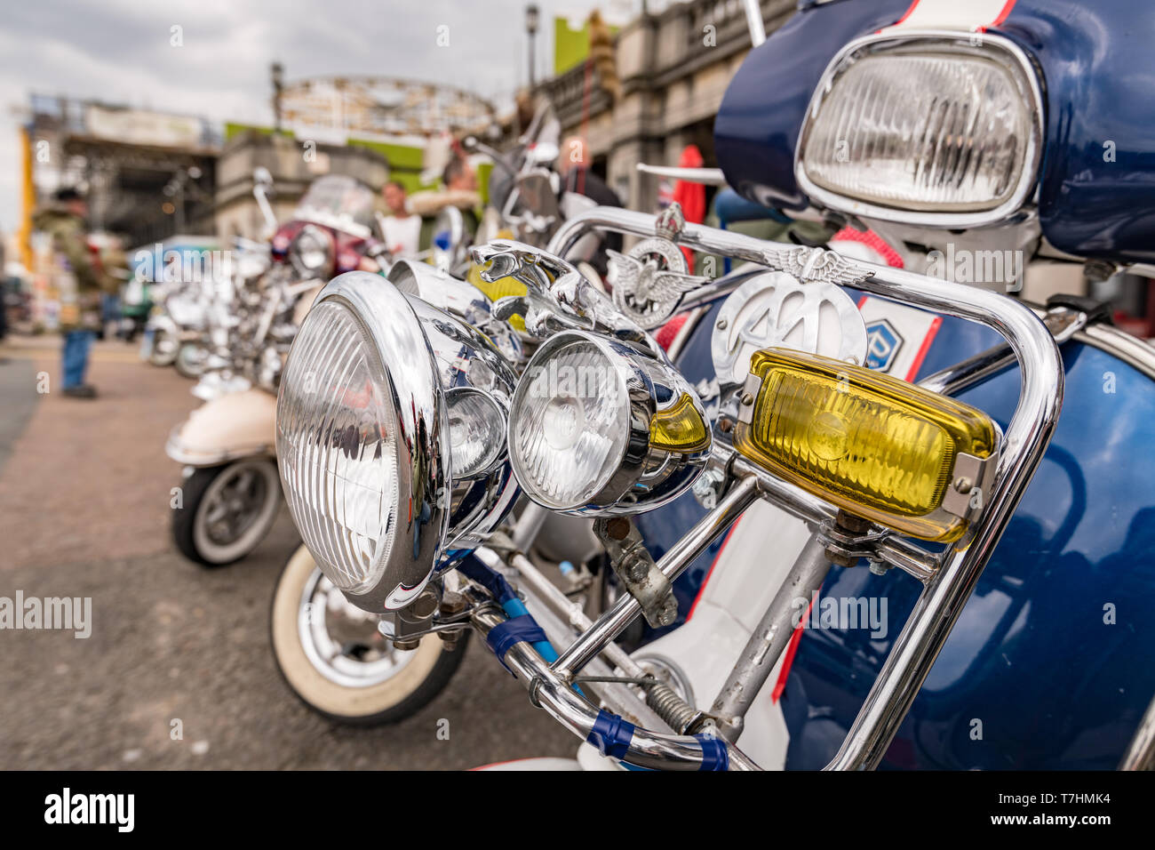 Vintage Vespa's at scooter rally Stock Photo - Alamy