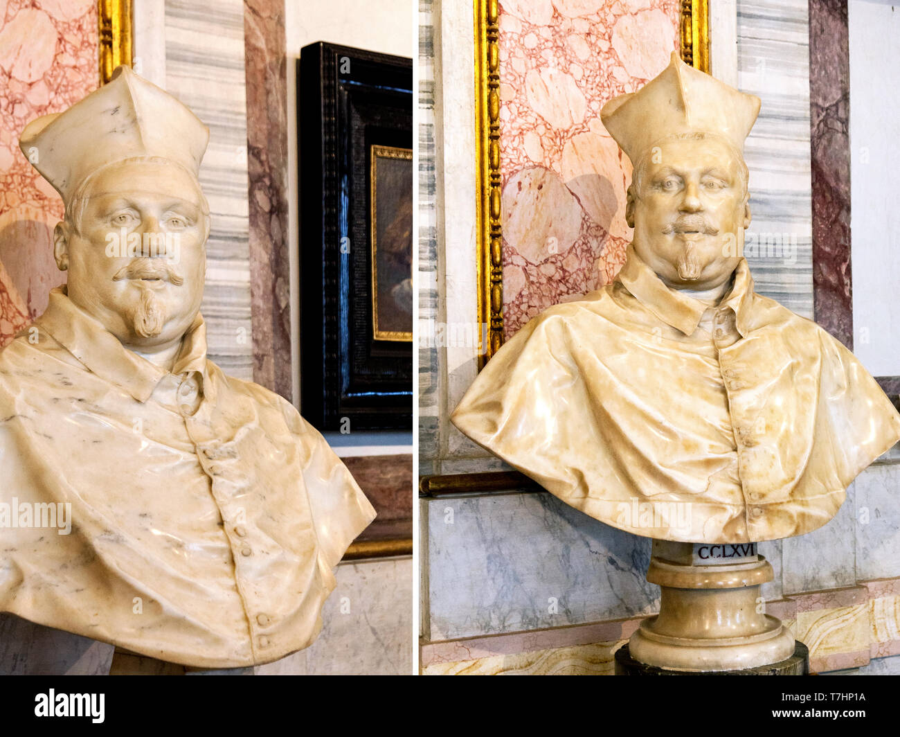 Two busts of Cardinal Scipione Borghese by artist Gian Lorenzo Bernini ...