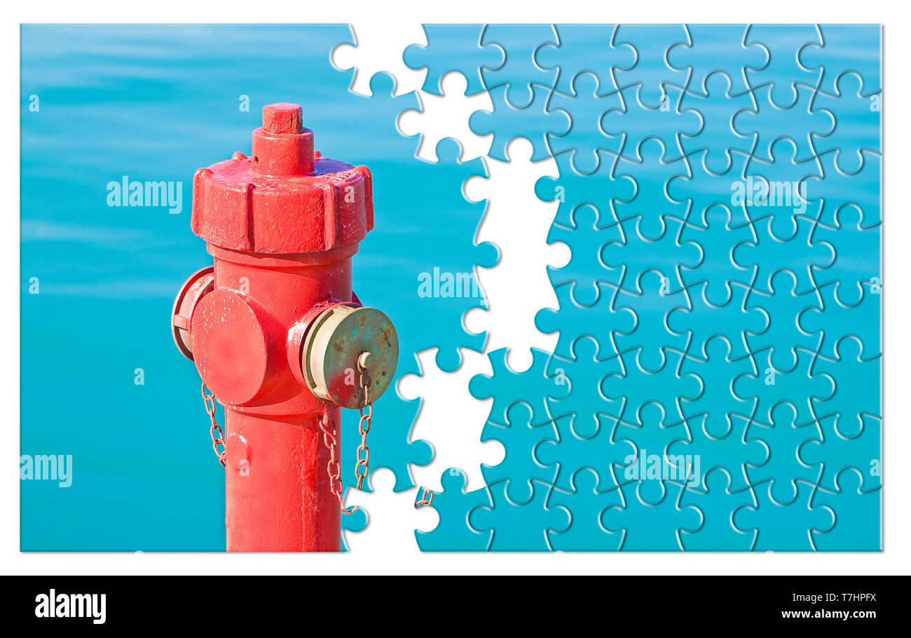 Manage your fire prevention plan - Red fire hydrant against a water ...