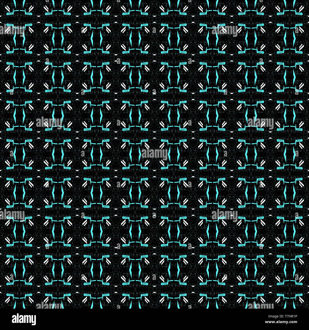 black, turquoise and light gray colors. dark seamless pattern for ...