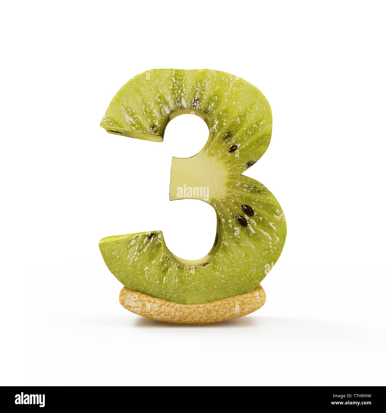 Kiwi Numbers isolated on white background (Number 3 Stock Photo - Alamy