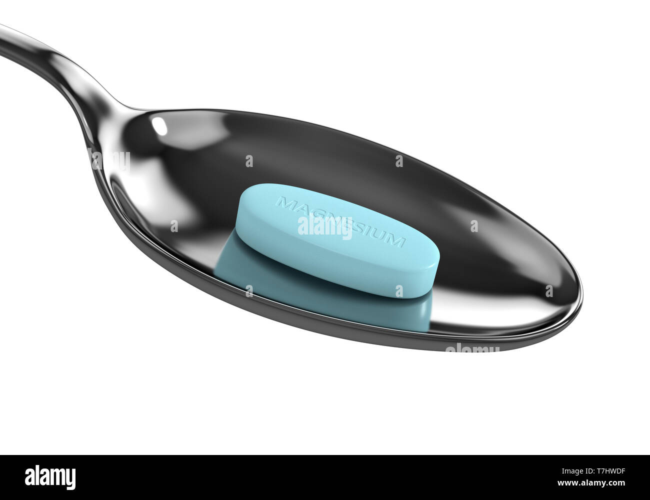 3d render of magnesium pill on spoon isolated over white background ...