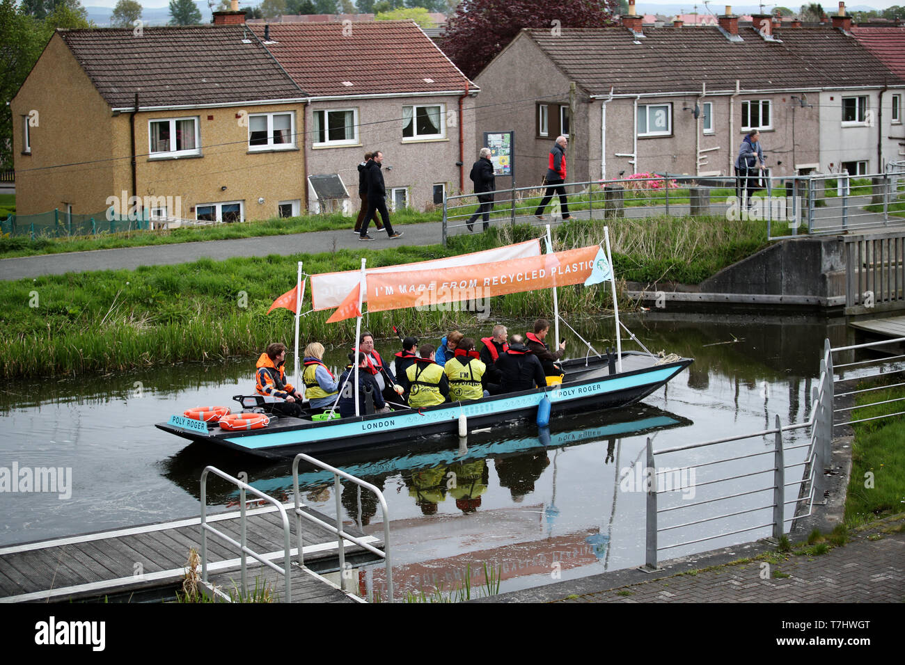 A plastic fishing boat created by environmental charity Hubbub and made ...