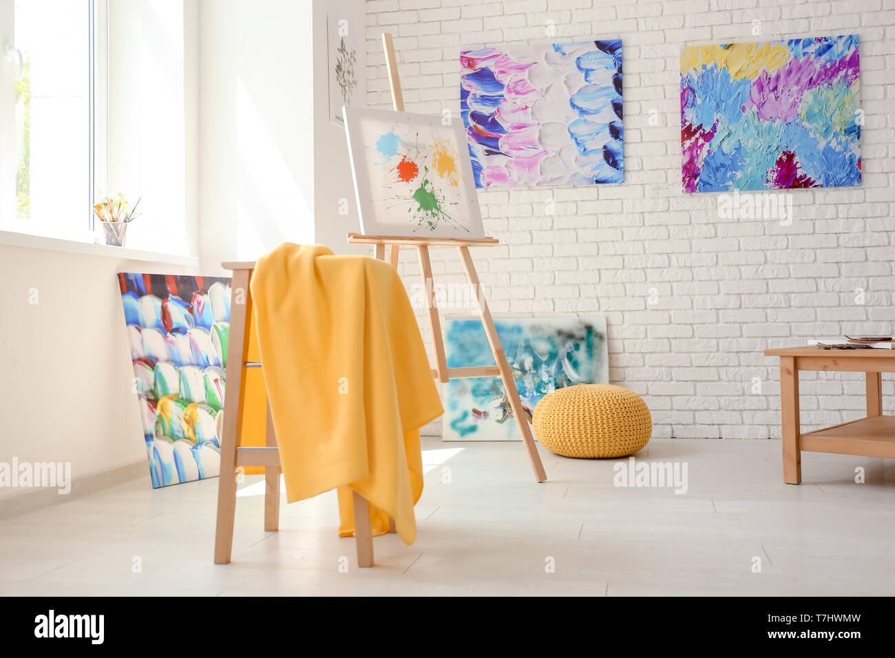 Interior of artist's workshop Stock Photo - Alamy