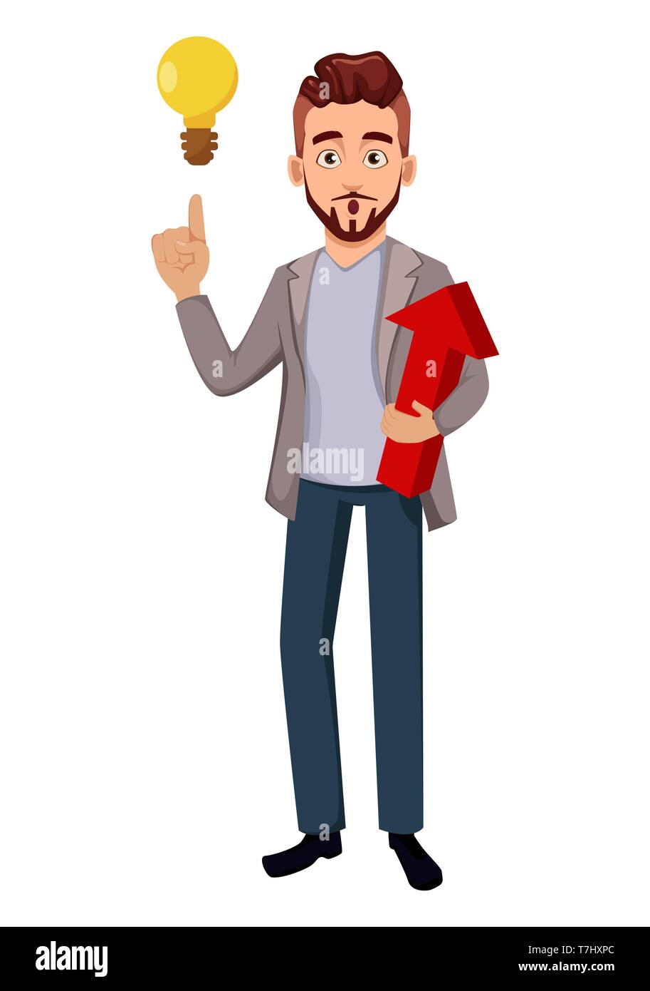 Handsome confident business man with a good idea. Cartoon character ...