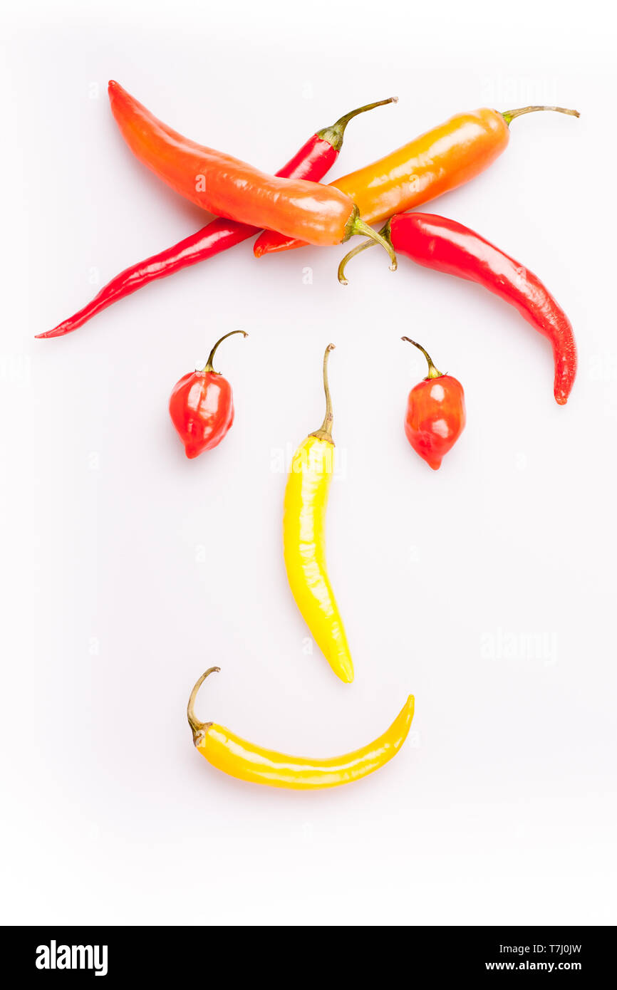 Happy chili face. Vegetable lifestyle, cooking and spicey kitchen ...