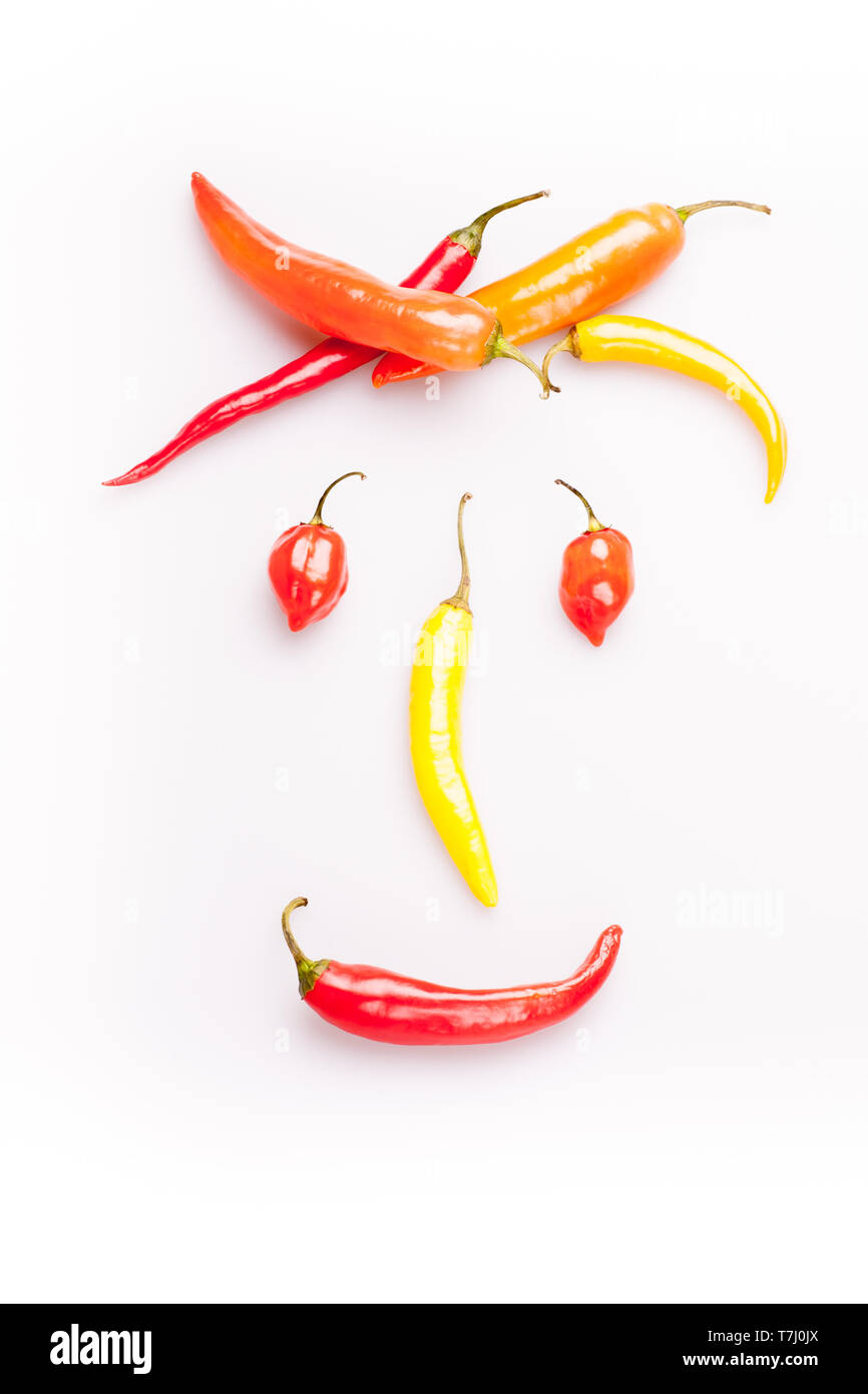 Happy chili face. Vegetable lifestyle, cooking and spicey kitchen ...