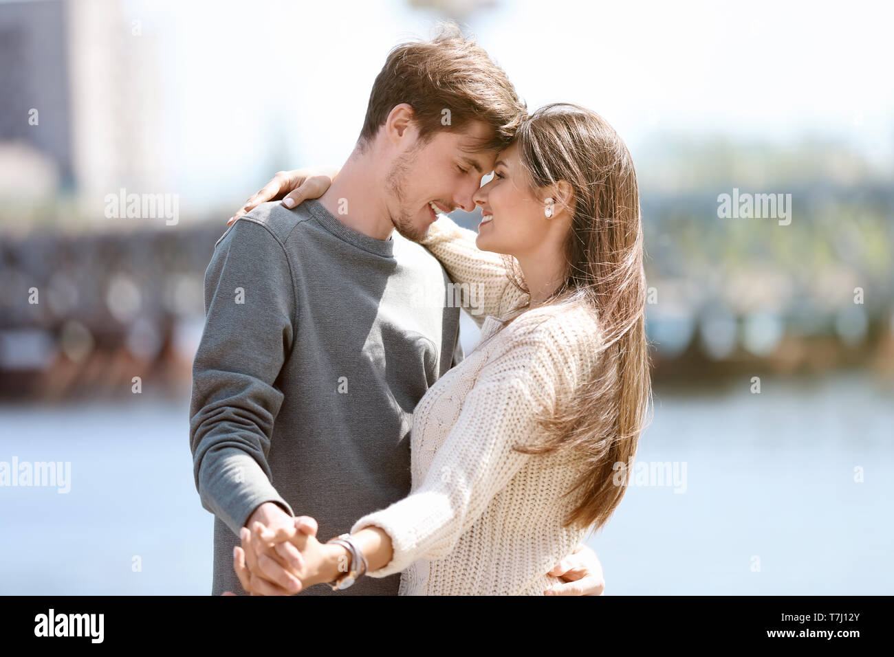 Portrait happy couple dancing hugging hi-res stock photography and ...