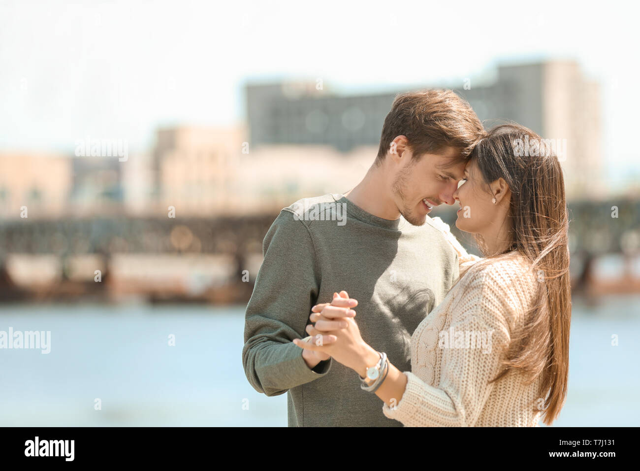 Portrait happy couple dancing hugging hi-res stock photography and ...