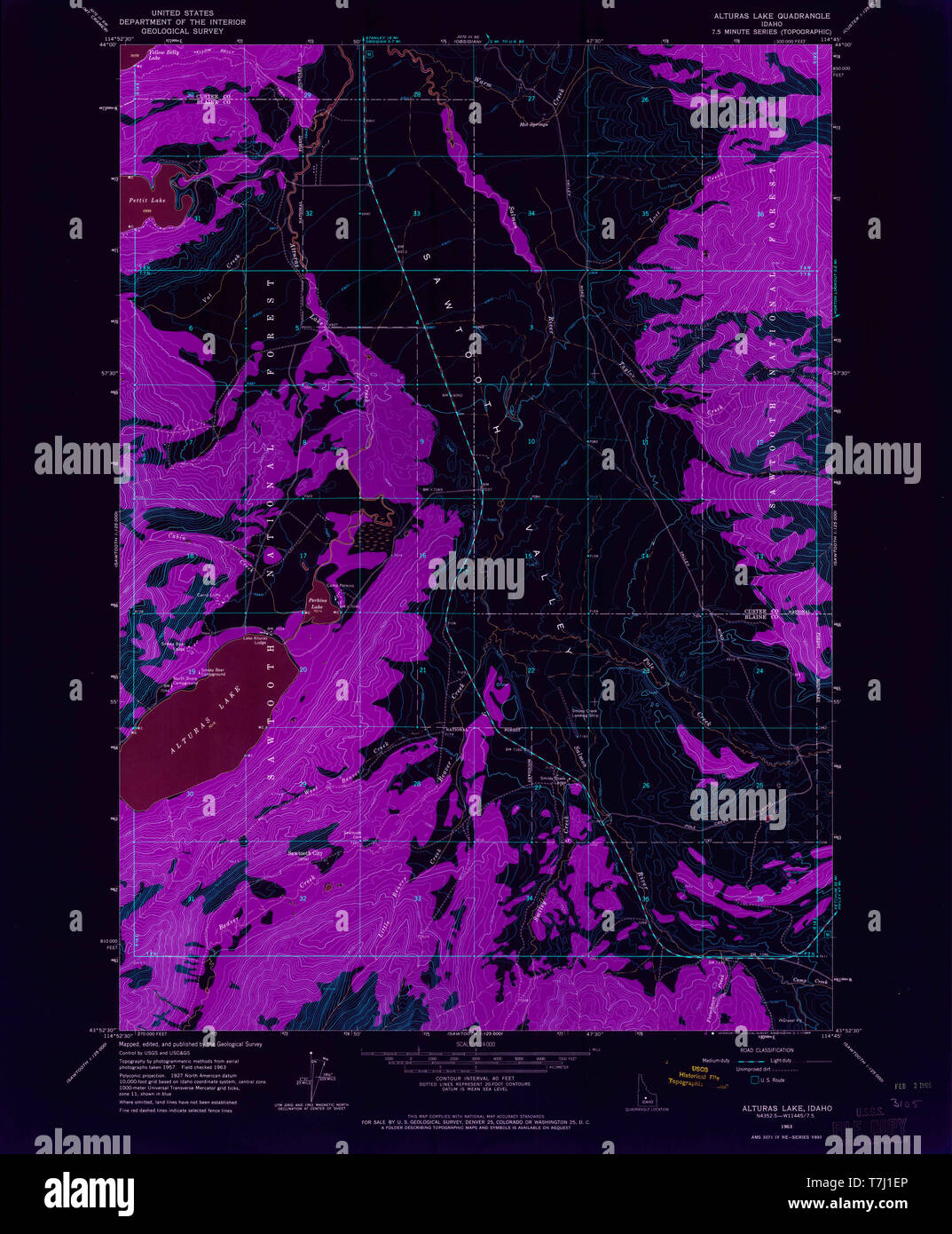 USGS TOPO Map Idaho ID Alturas Lake 235067 1963 24000 Inverted ...