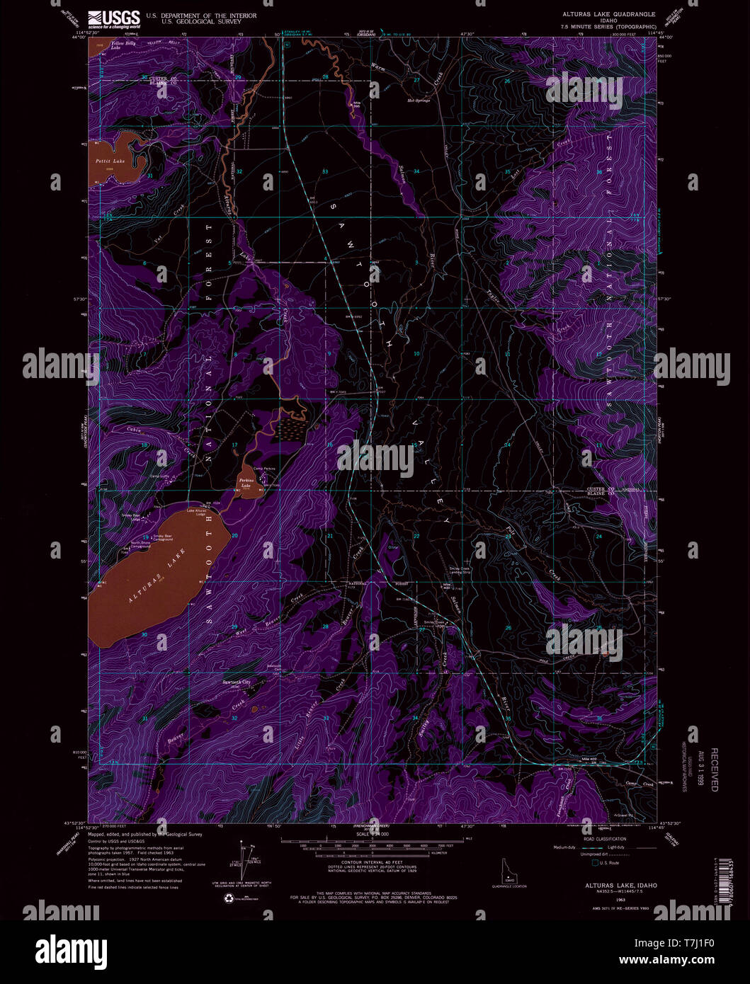 USGS TOPO Map Idaho ID Alturas Lake 235068 1963 24000 Inverted ...