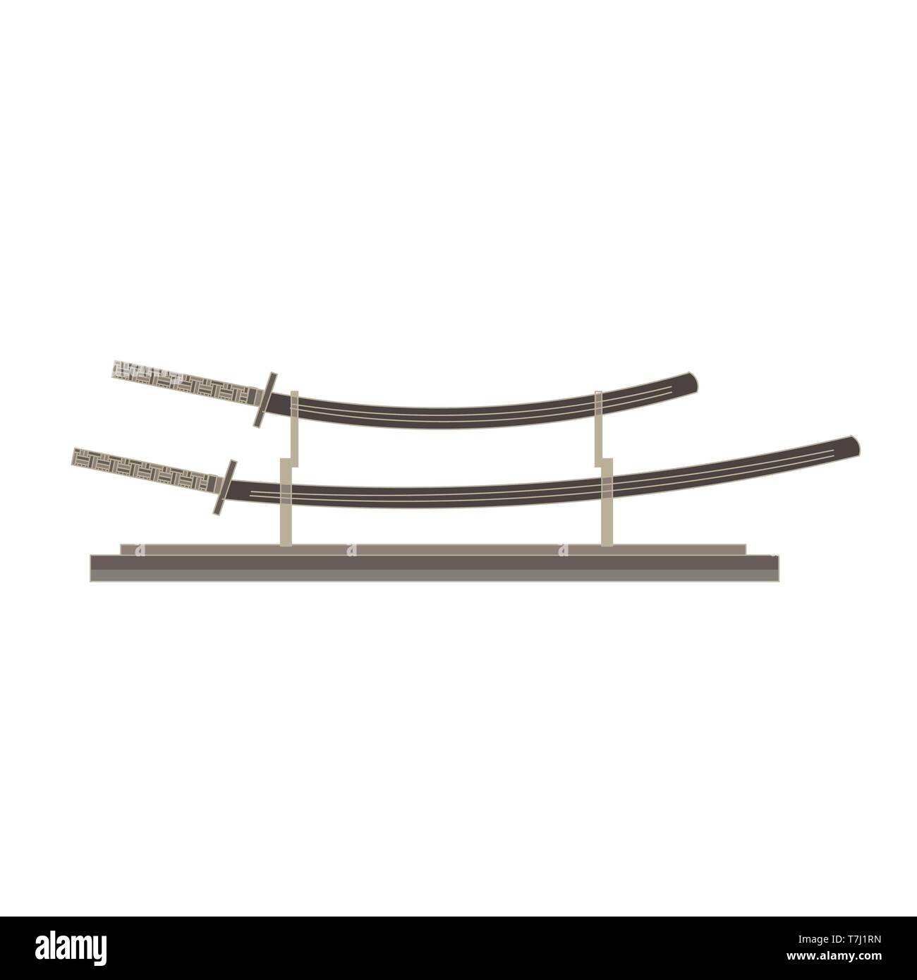 Japanese sword icon. Illustration flat isolated for web side view blade ...