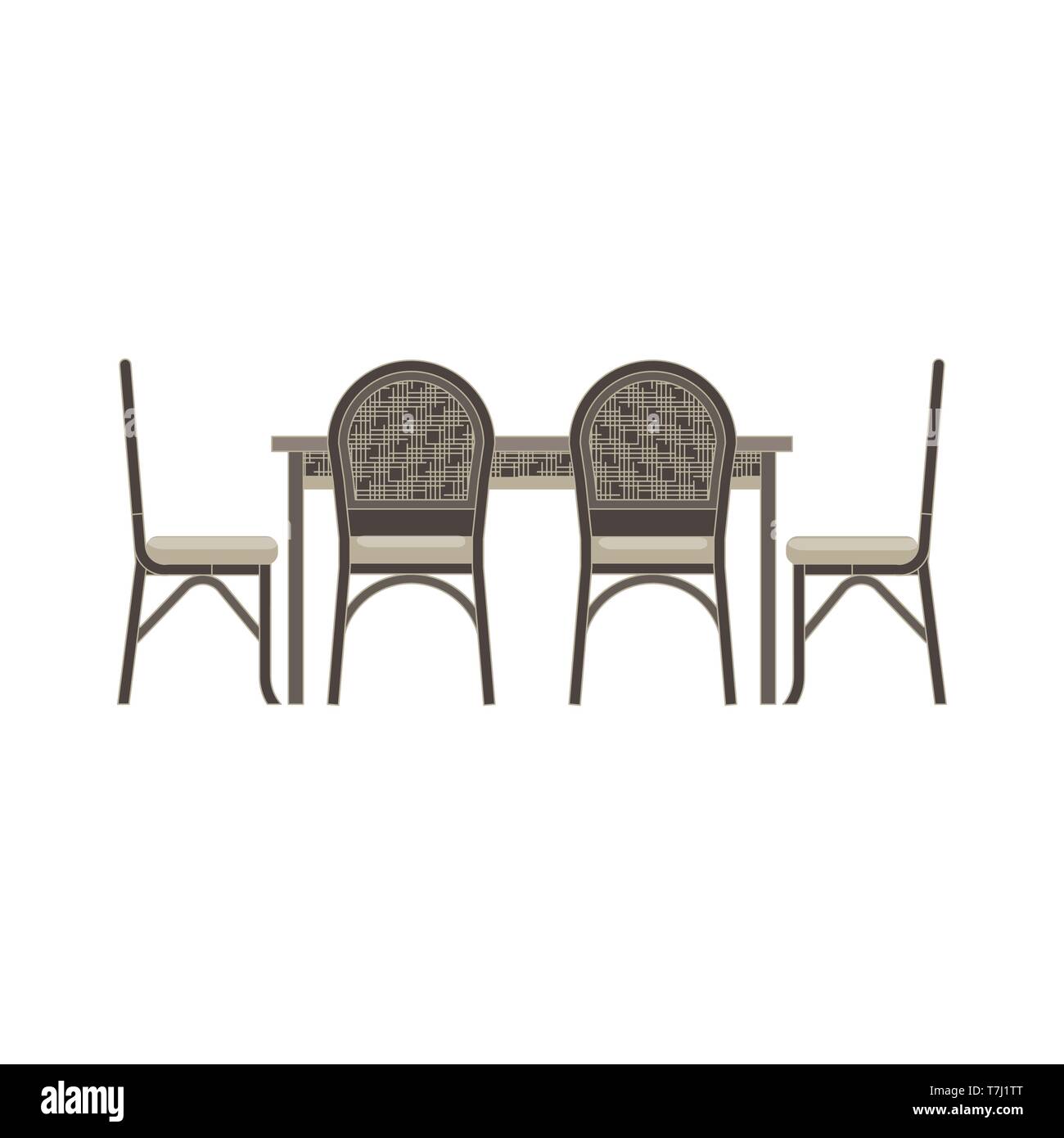 Vector table chair two flat icon isolated. Restaurant furniture side ...