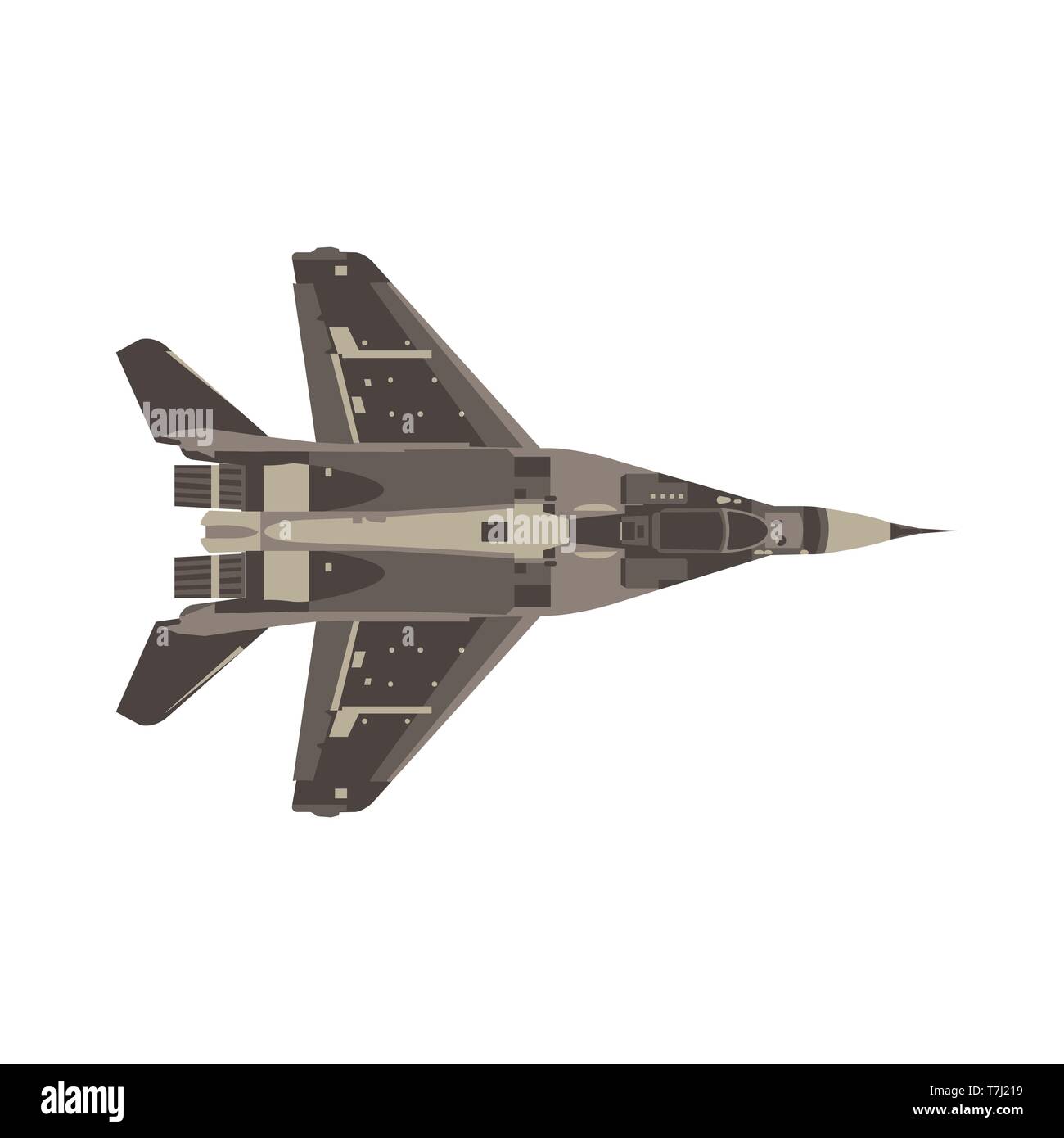 Vector fighter jet flat icon isolated. Military airplane top view ...