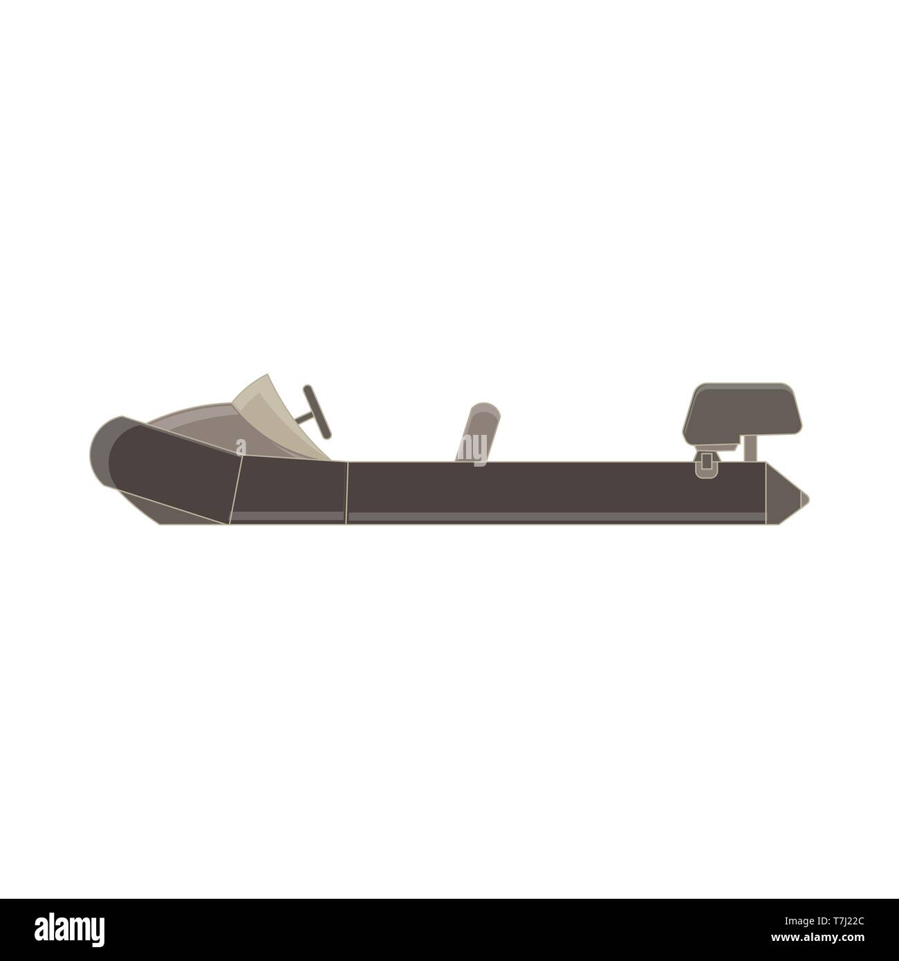 Vector inflatable boat flat icon top view isolated. Vessel design motor ...