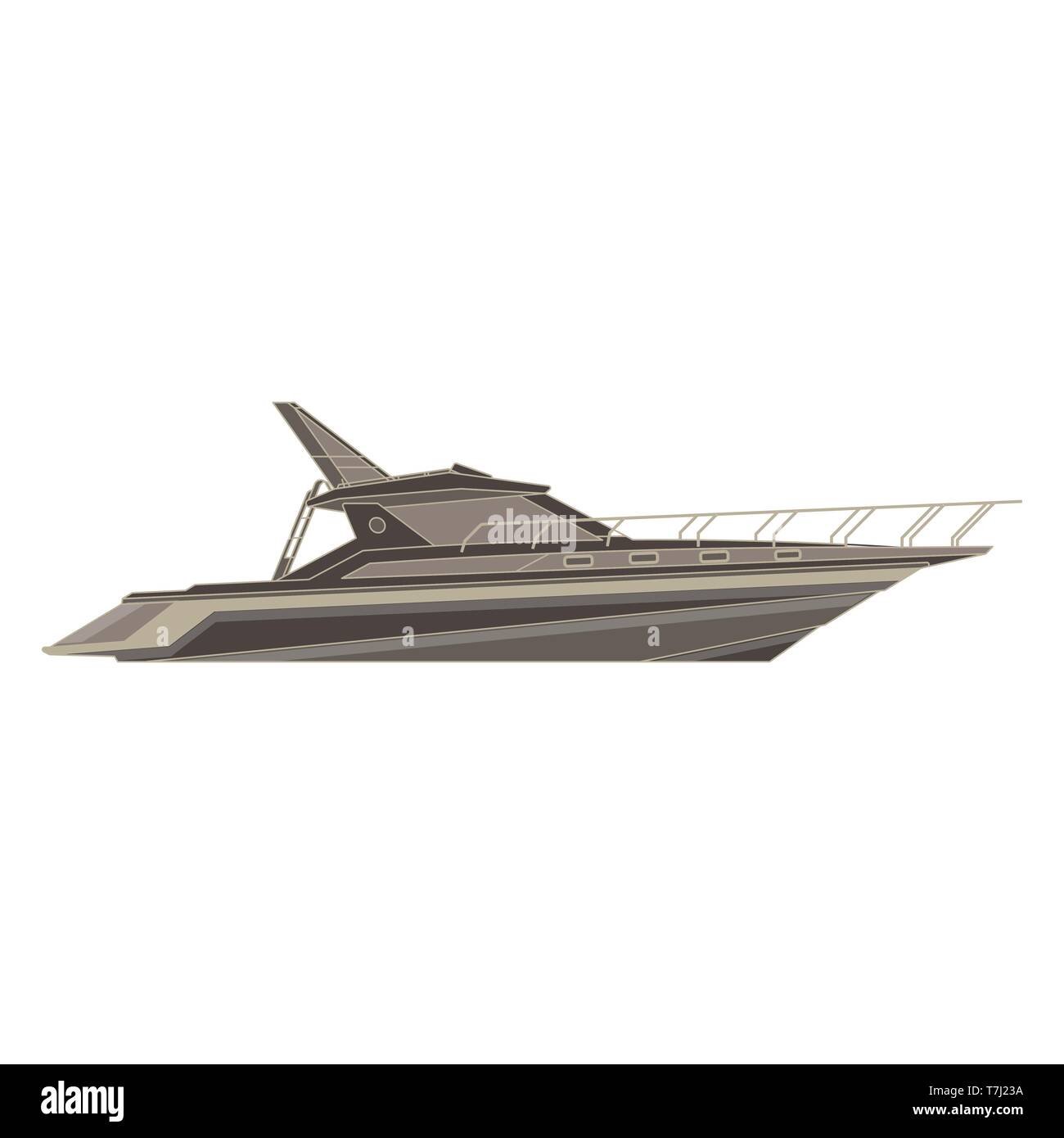 Vector yacht flat icon isolated. Boat side view cruise ship design ...