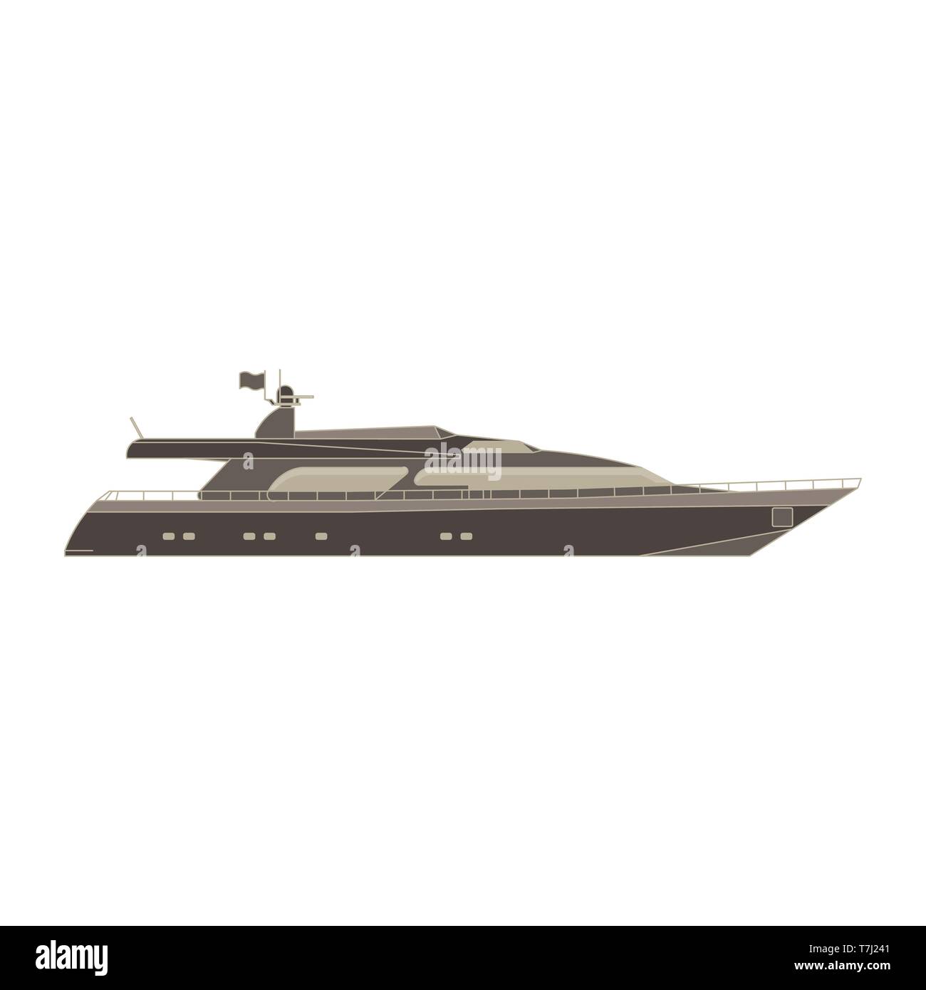 Vector yacht flat icon isolated. Boat side view cruise design ship ...