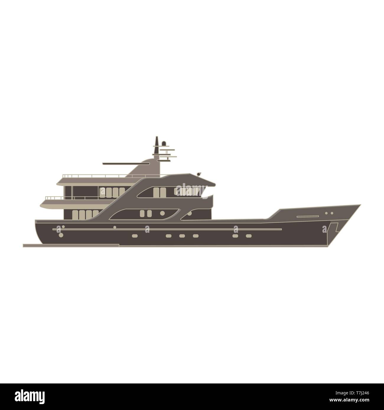 Vector cargo ship icon flat isolated. Vessel container side view ...