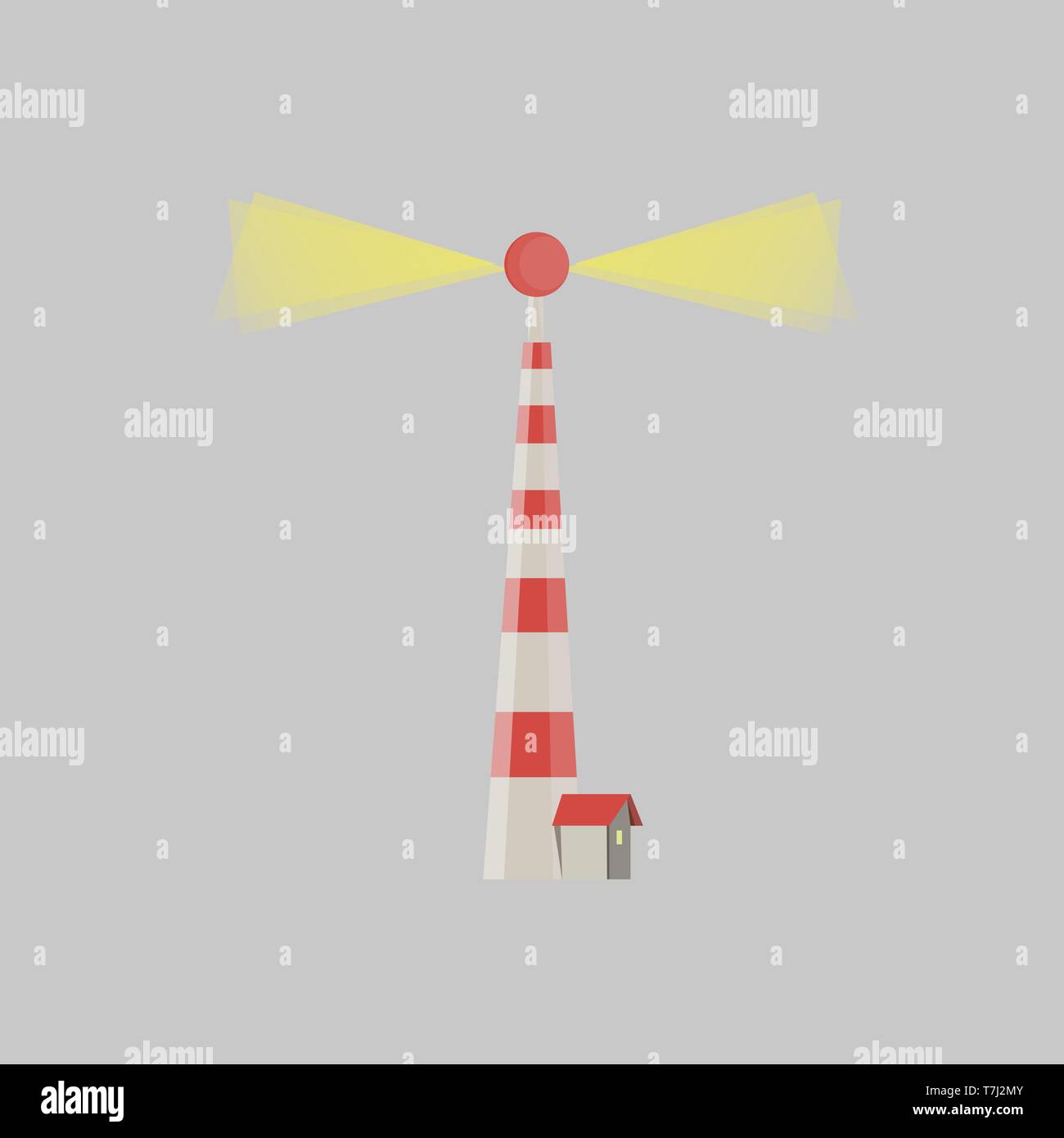 Vector cartoon flat lighthouses. Searchlight tower for maritime ...