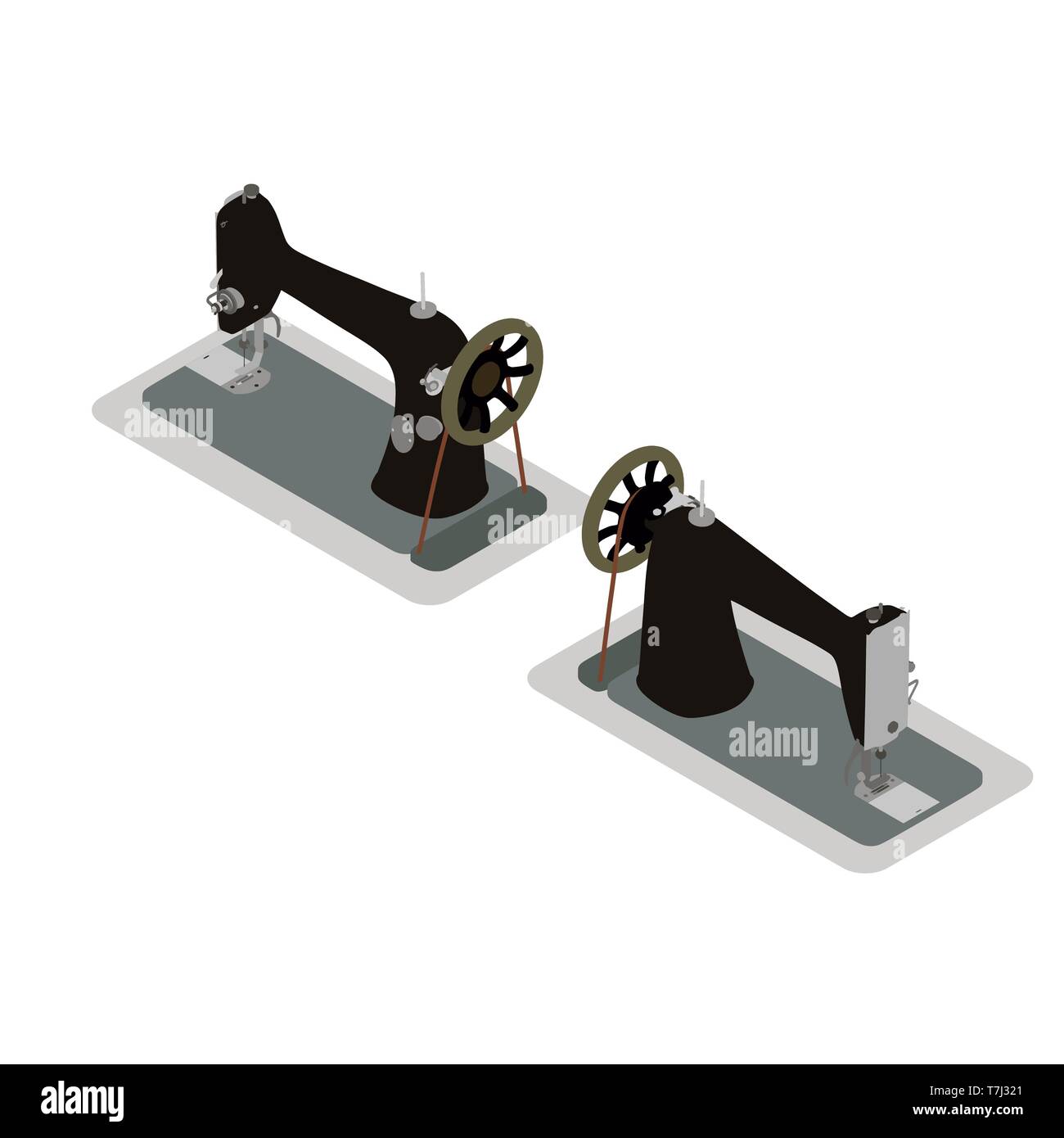 Sewing machine isometric vector vintage old illustration tailor icon ...