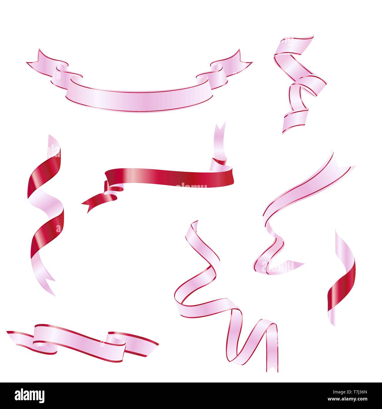 Pink ribbon set background illustration isolated label icon design ...