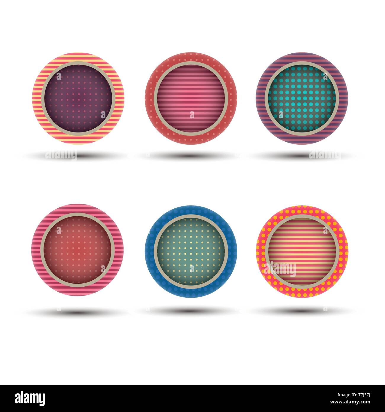 Button round circle icon vector label set, web symbol designisolated ...