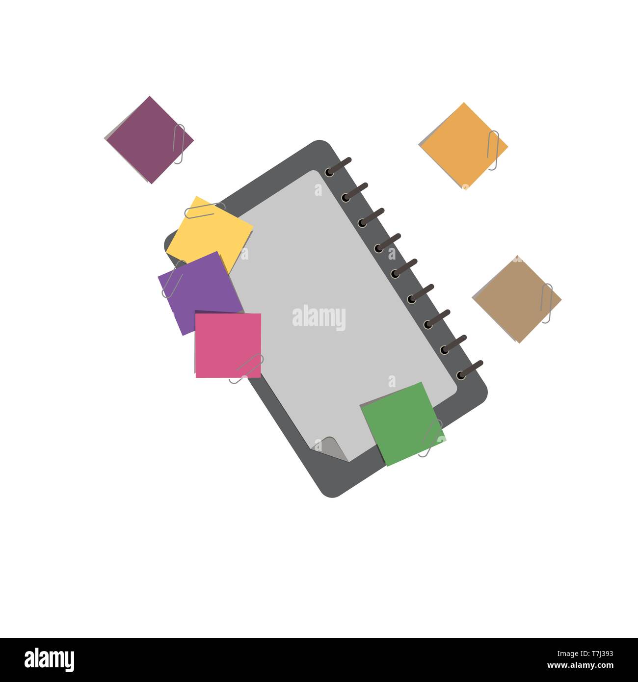 Notebook paper notepad vector note white background isolated flat Stock ...