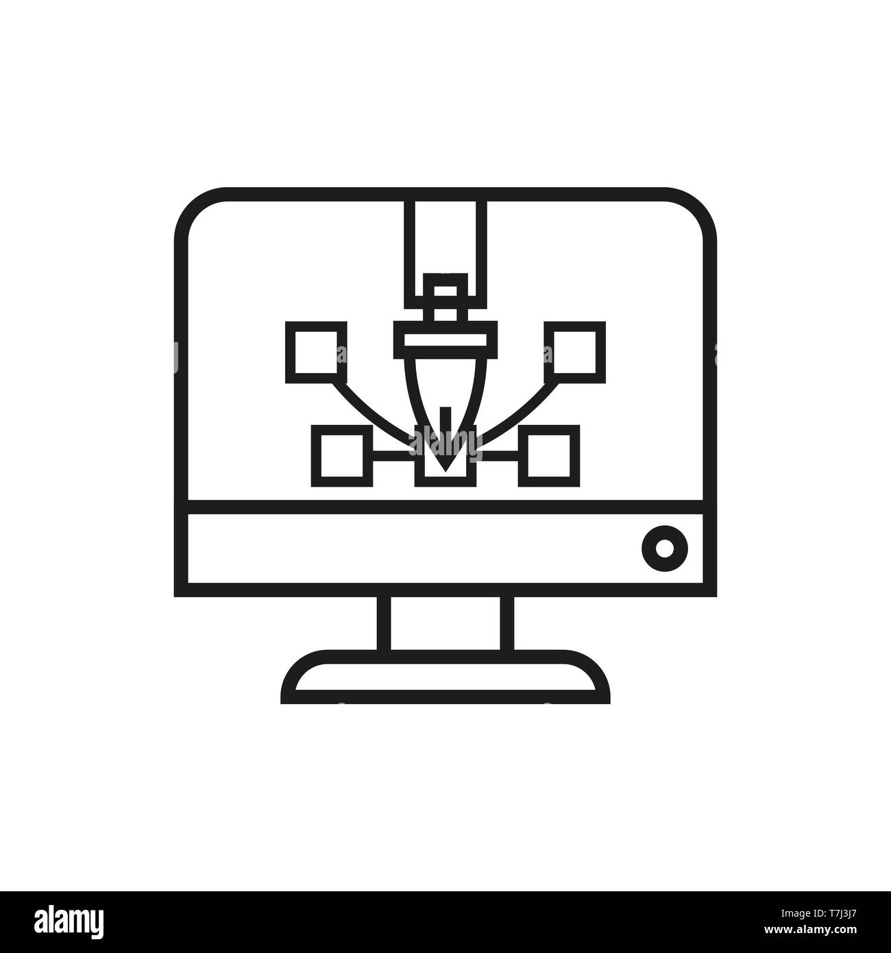Icon line computer graphic vector outline design thin. Business web ...