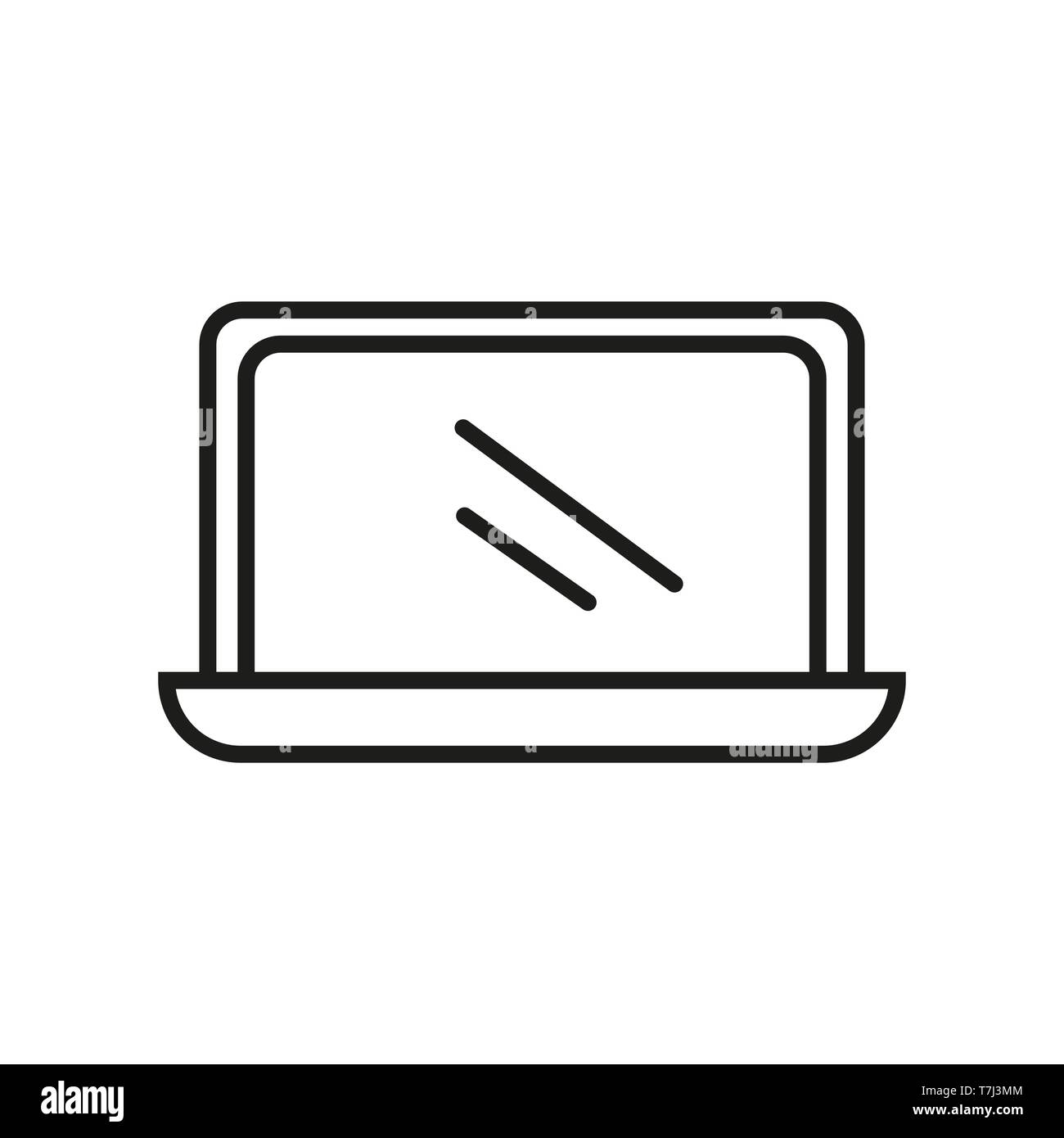 Laptop outline vector icon line illustration computer design notebook ...